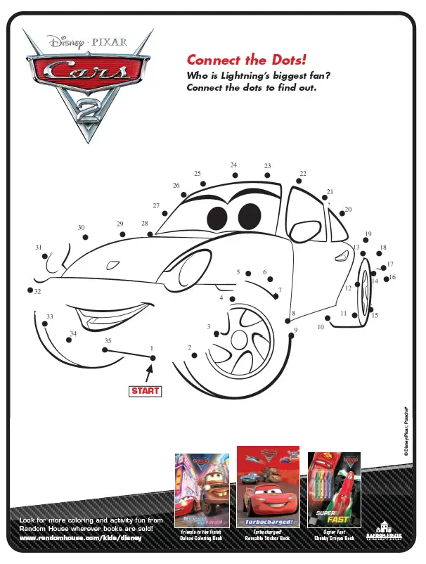 Cars 2 Movie Dot to Dot printable – Printables for Kids – free word ...